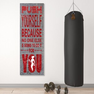 Push Yourself, Gym Picture, Fitness Quote, Motivational Canvas, Wall ...