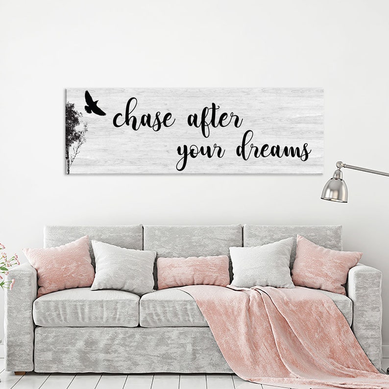 Chase After Your Dreams Canvas Wall Art Above Couch | Etsy