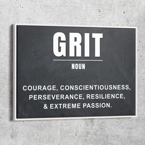 Grit Wall Art Canvas, Grit Noun, Motivational Artwork for Office Home ...