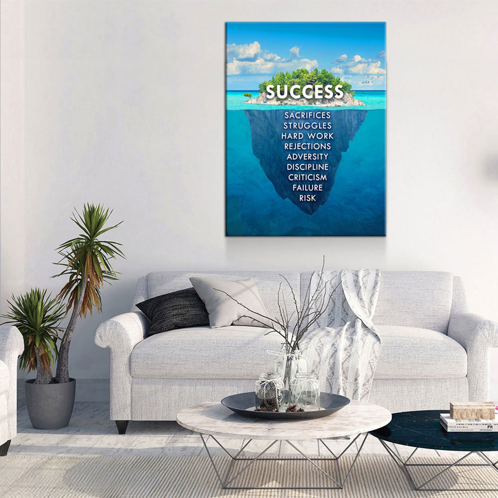 Success Island Motivational Canvas Wall Art Motivational | Etsy