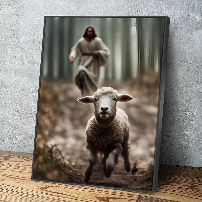 Jesus Running After a Lost Lamb - Etsy