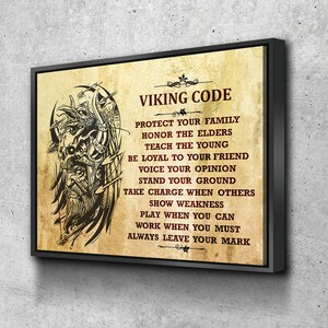 Viking Code Canvas Wall Art Nordic Decor Honor Loyalty - Etsy