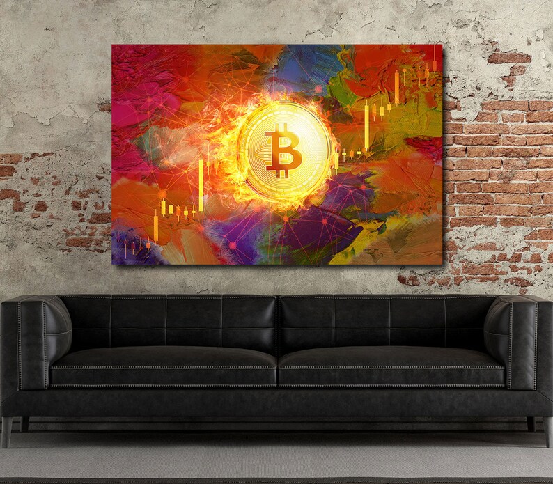 Bitcoin Fire Canvas Wall Art Office Decor Bitcoin Crypto | Etsy