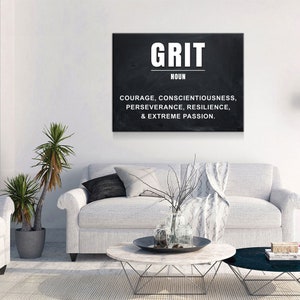 Grit Wall Art Canvas, Grit Noun, Motivational Artwork for Office Home ...