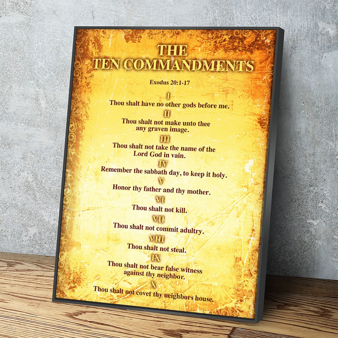 The Ten Commandments Canvas Wall Art 10 Commandments Print Religious