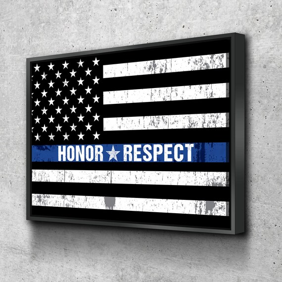 LEO Thin Blue Line Punisher Blue Lives Matter US Flag Framed Canvas ...
