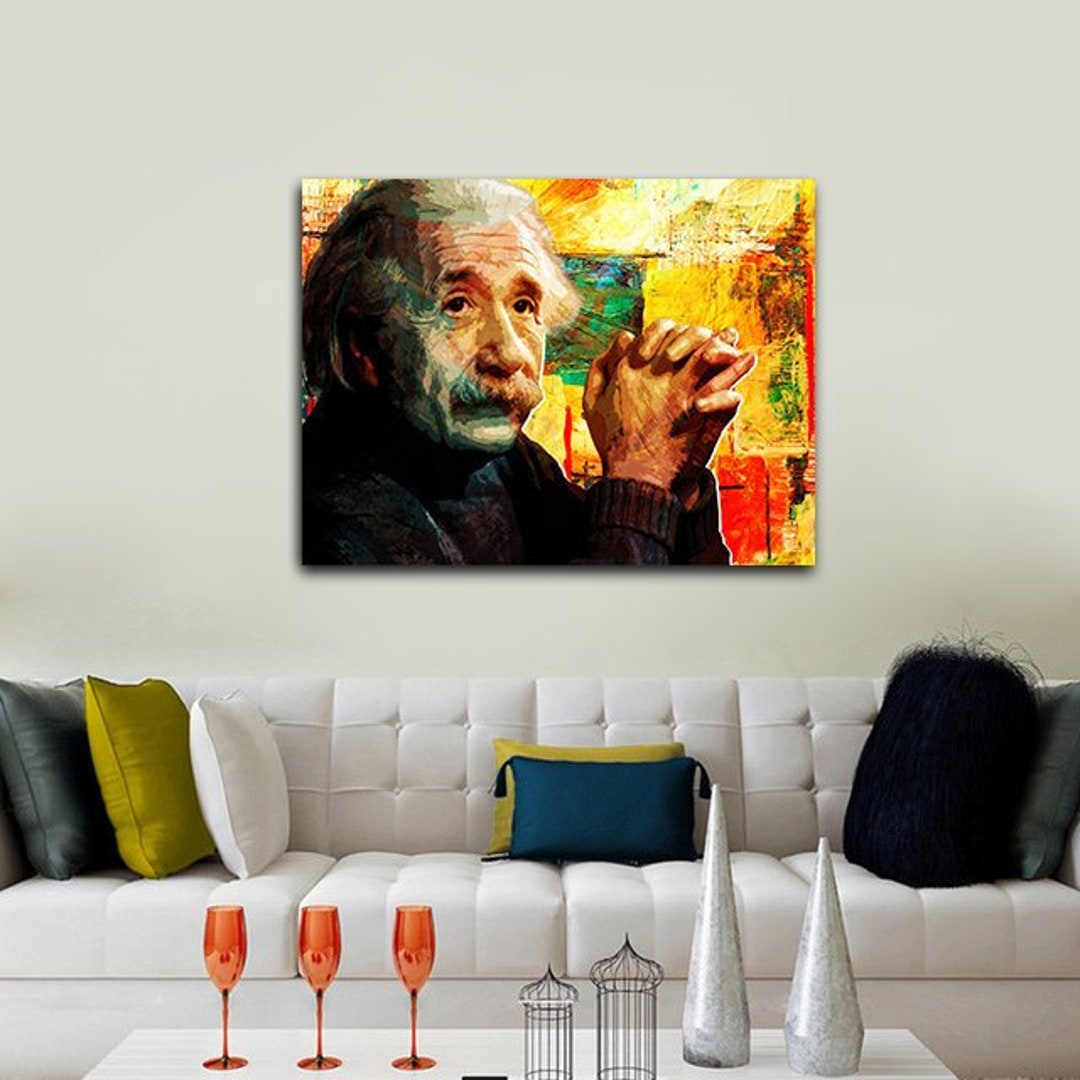 Albert Einstein Abstract Canvas Wall Art, Abstract Decor, Wall Art ...