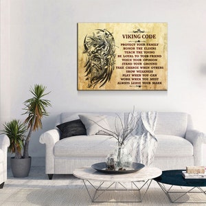 Viking Code Canvas Wall Art, Nordic Decor, Honor, Loyalty, Courage ...