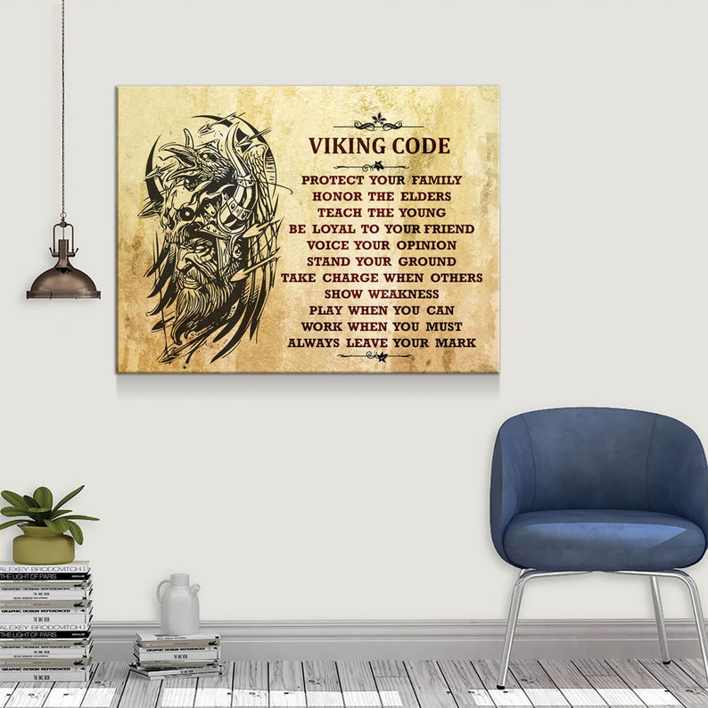 Viking Code Canvas Wall Art Nordic Decor Honor Loyalty - Etsy