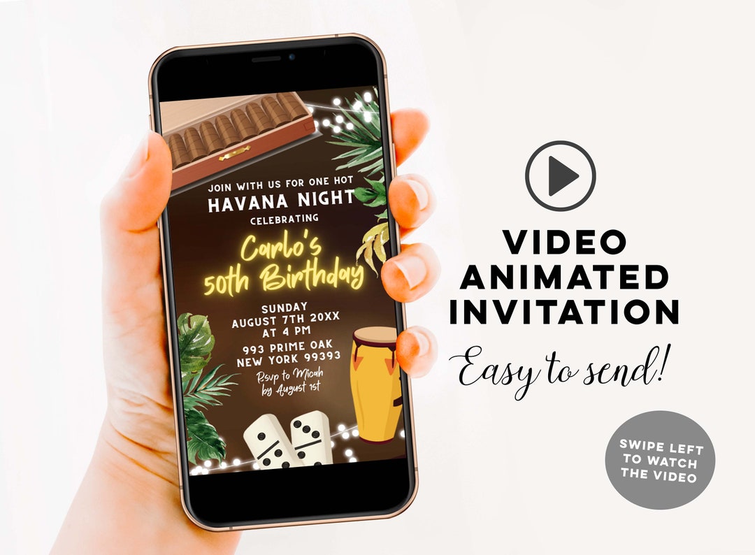 Havana Night Birthday Animated Invitation, Beach Night Birthday Video ...