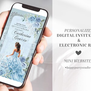 Light Blue Fairytale Sweet 16 Invitation With E-RSVP, Royal Castle ...