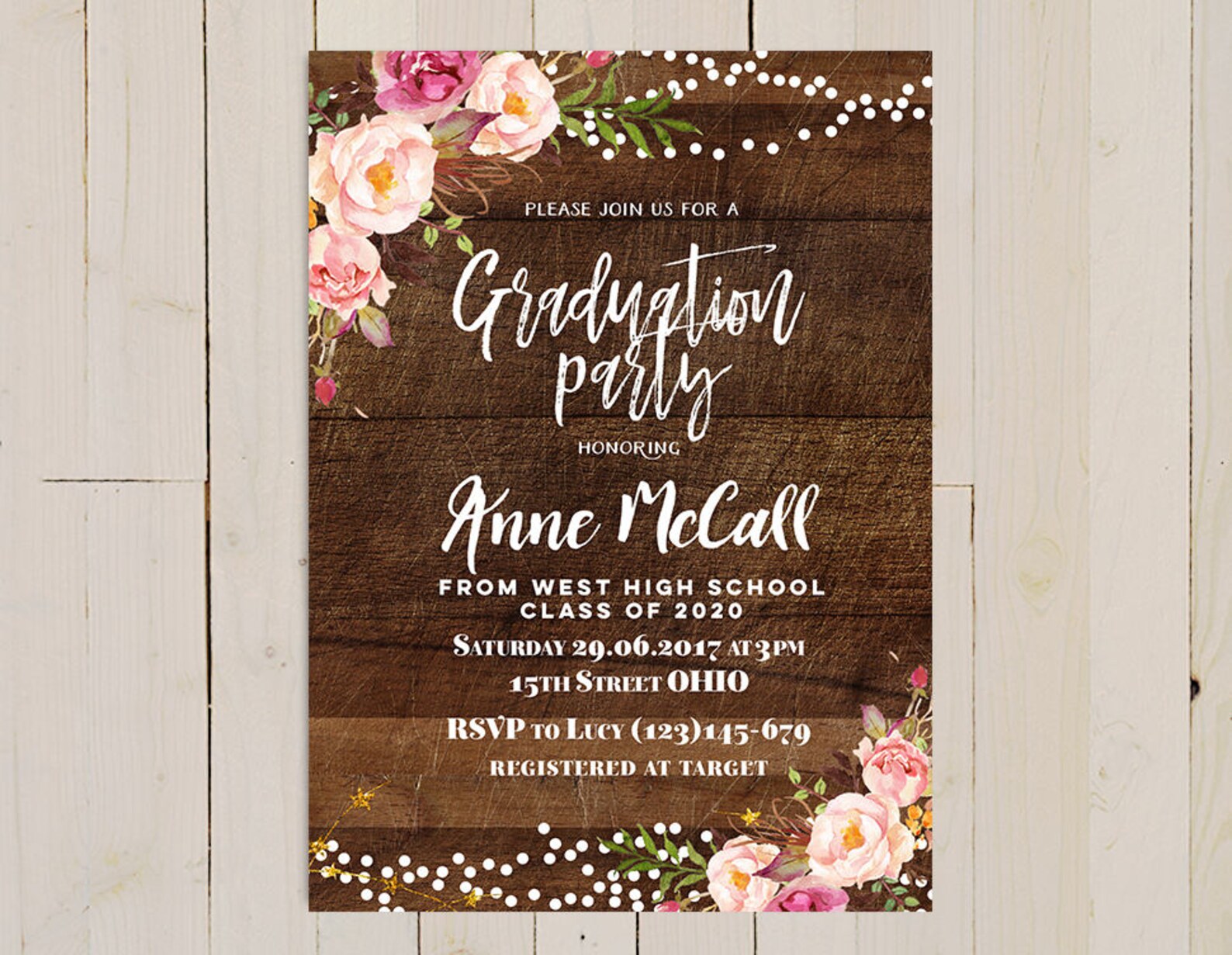 Rustic graduation party invitation DIY printable Graduation | Etsy