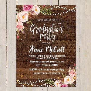 Rustic graduation party invitation DIY printable Graduation | Etsy