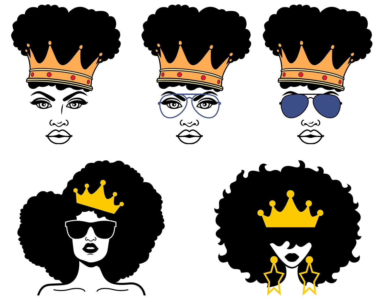 Afro Woman SVG Afro Girl SVG Afro Queen SVG Black Queen - Etsy
