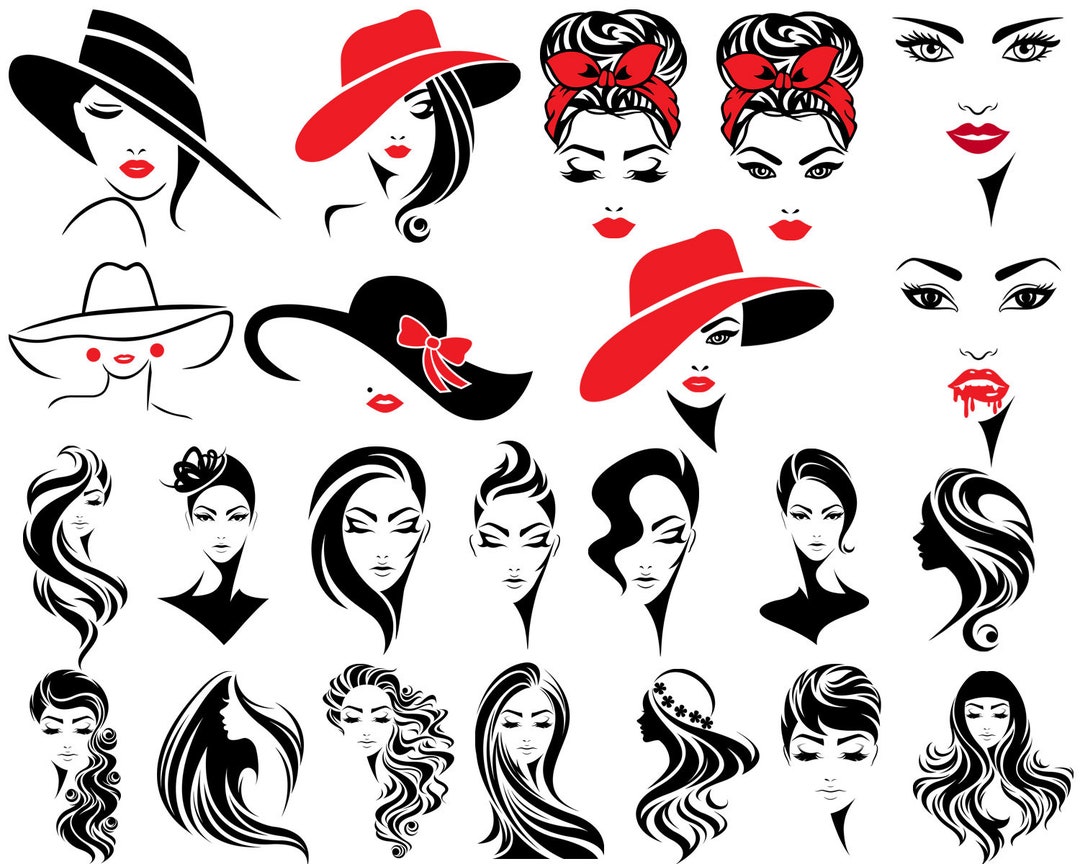 Woman SVG, Hat SVG, Eyelash SVG, Hair Svg, Face Svg, Female, Svg Bundle ...