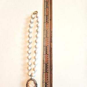 Antique Victorian Carved Shell Cameo Natural Riverstone Beaded Necklace ...