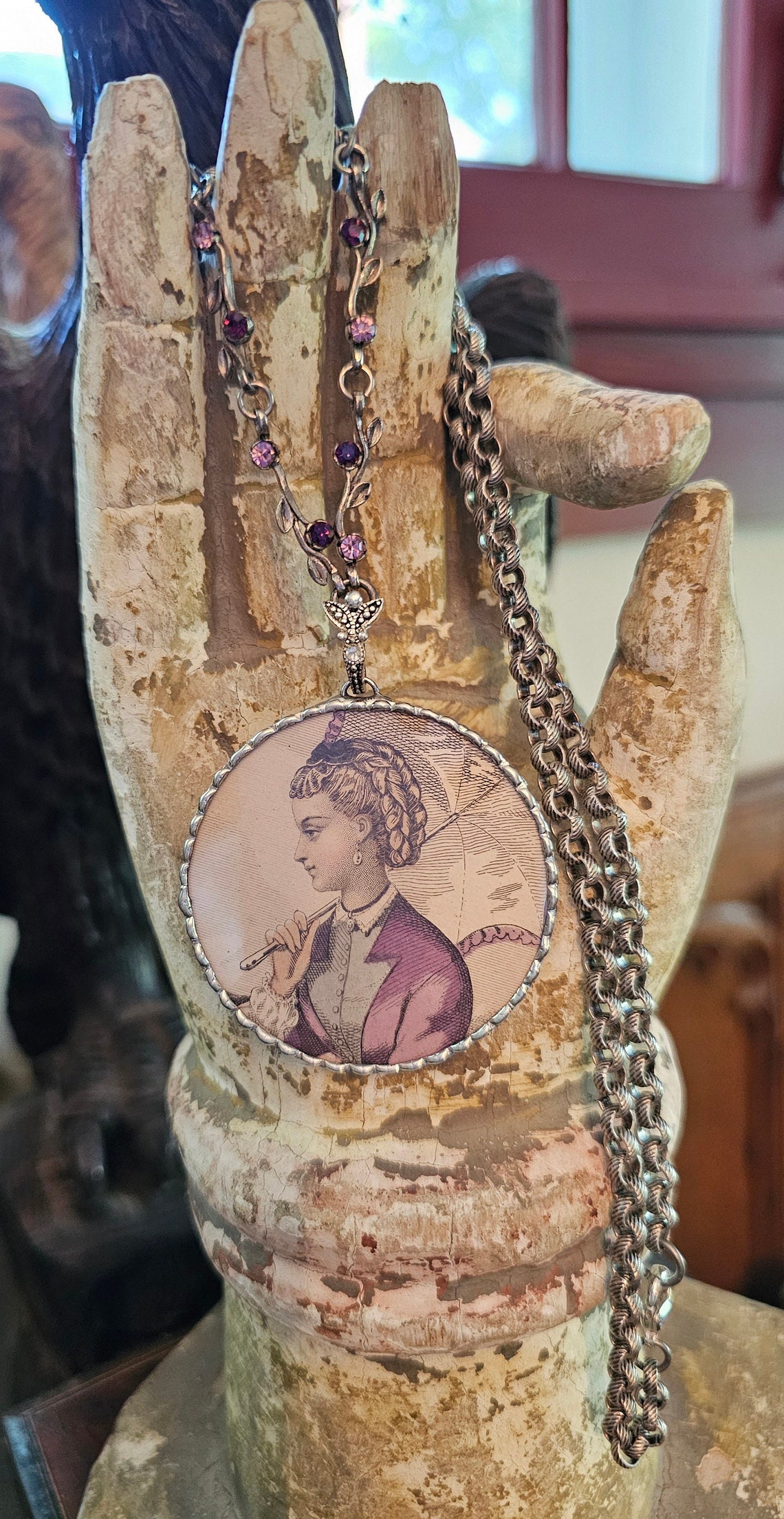 Original Godey's 1869 Fashion Lady Hand Colored Engraving Pendant ...