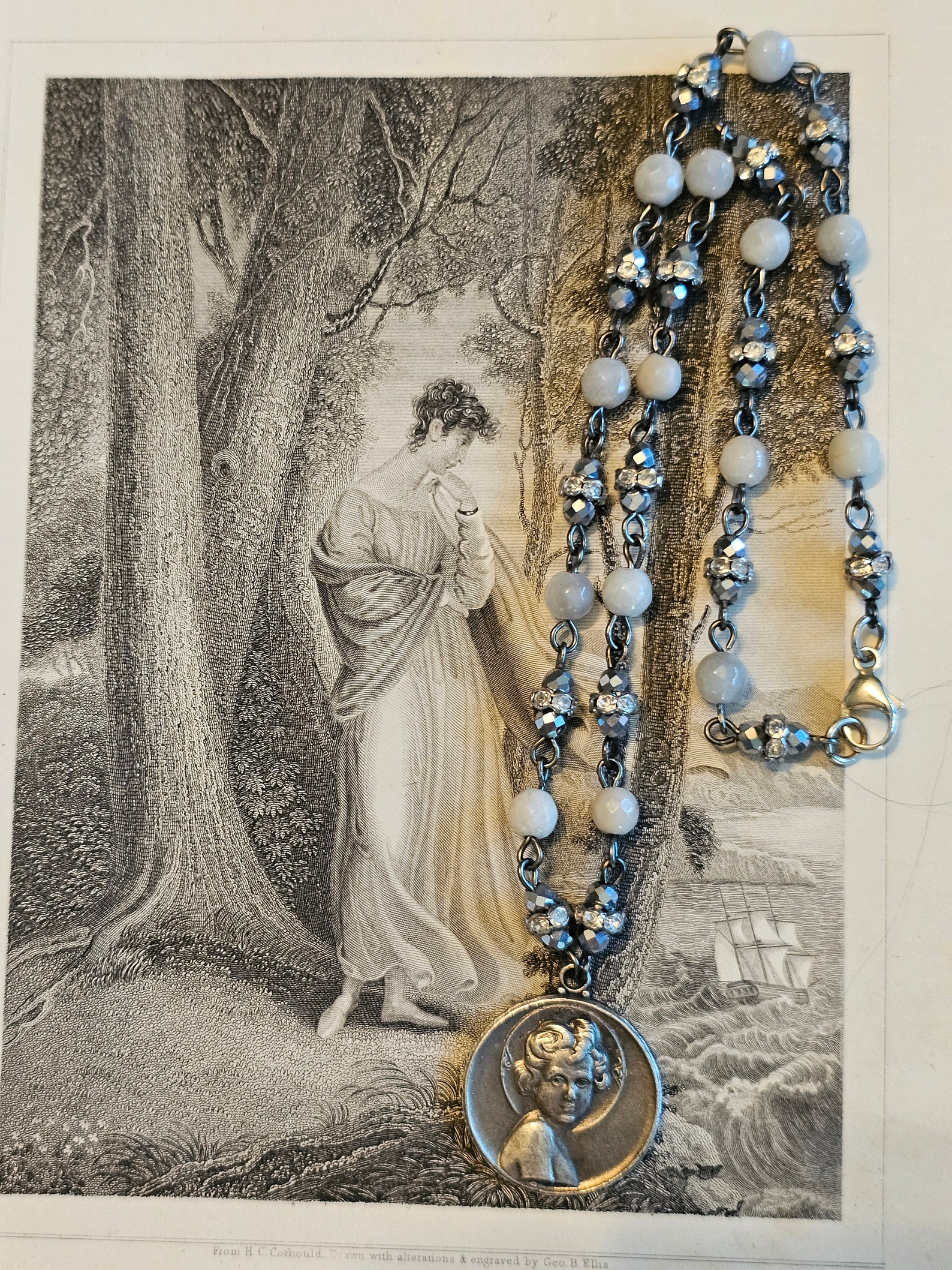 Assemblage Necklace of Religious Medal of Young Jesus Christ With ...