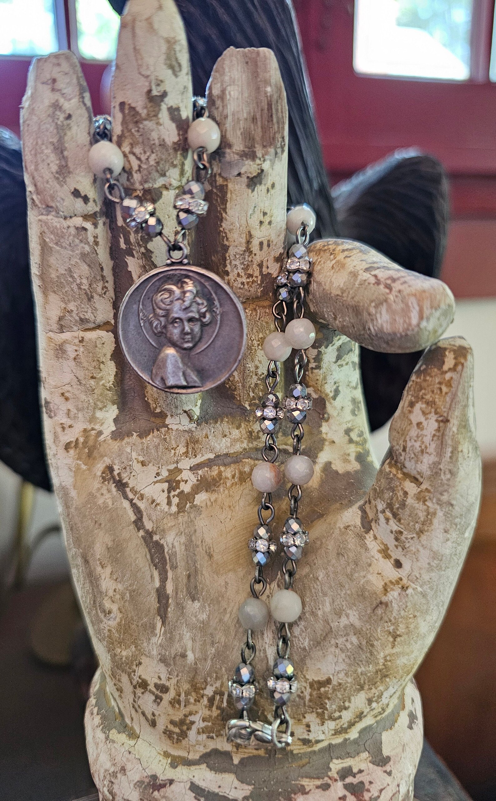 Assemblage Necklace of Religious Medal of Young Jesus Christ With ...