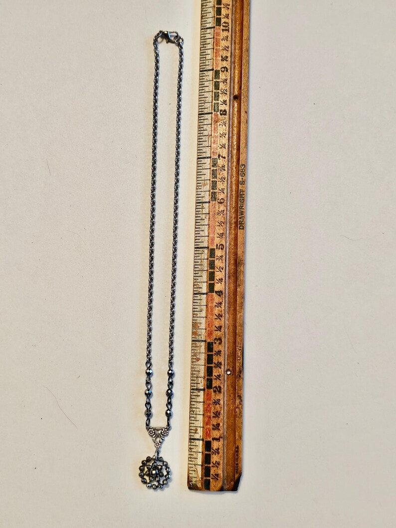 Assemblage Antique Cut Steel Button Pendant With Flower Connector ...