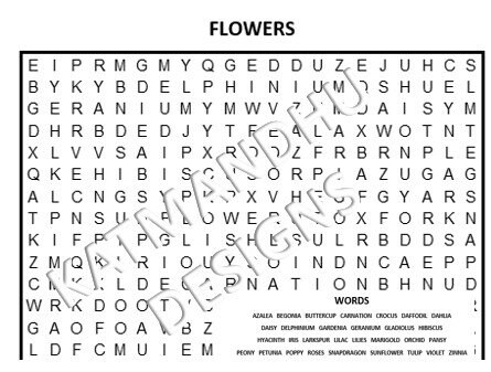 Flowers 30 Words Wordsearch Puzzle - Etsy