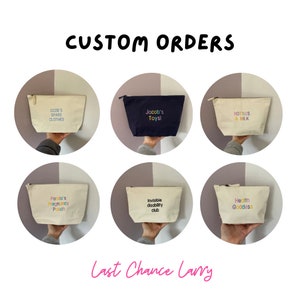 Personalised Text Zip up Embroidered Bag. - Etsy UK
