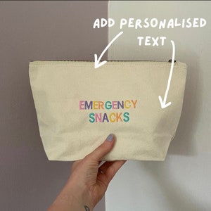 Personalised Text Zip up Embroidered Bag. *more Sizes and Colours ...