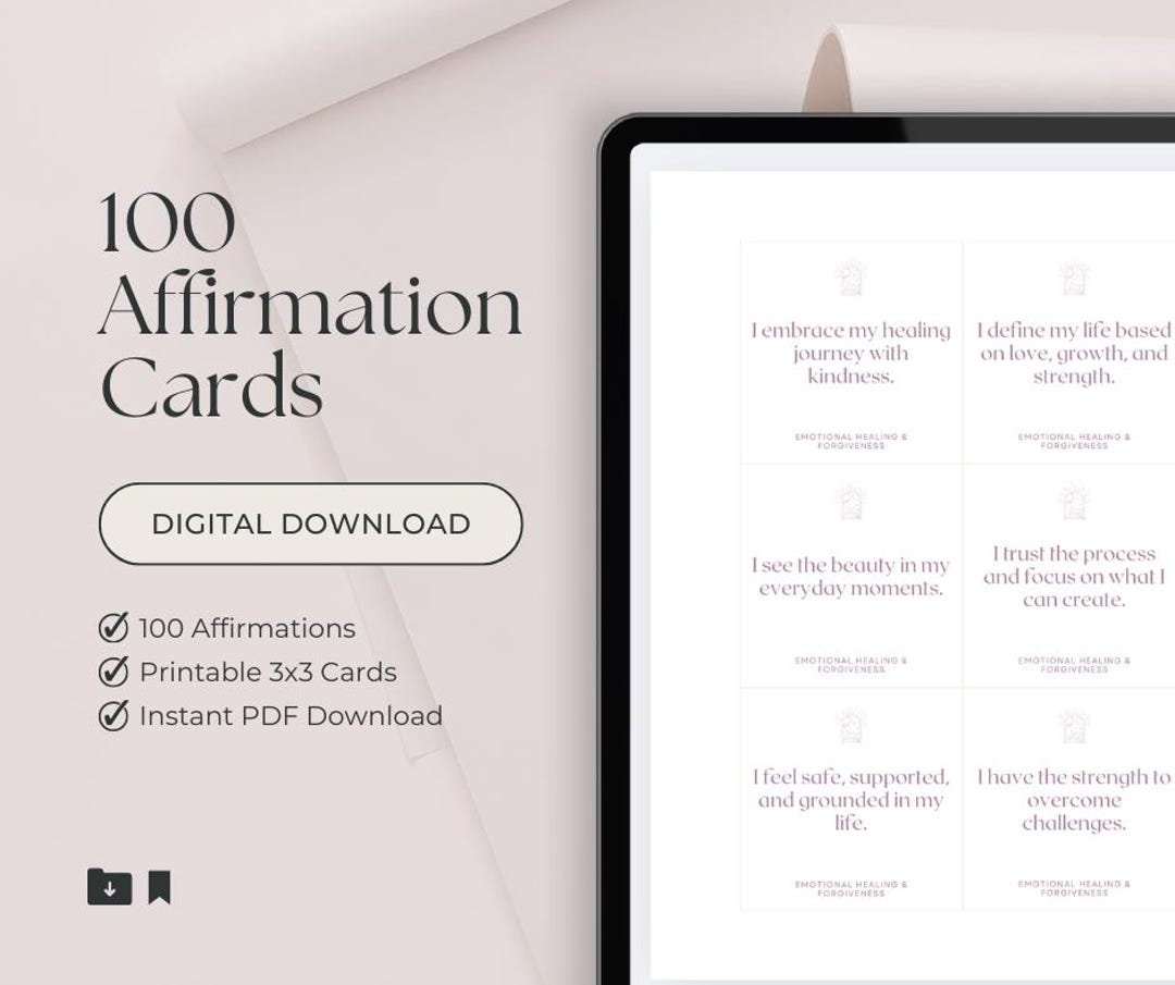 Self-love & Confidence Affirmation Cards – 100 Printable 3x3 Digital ...