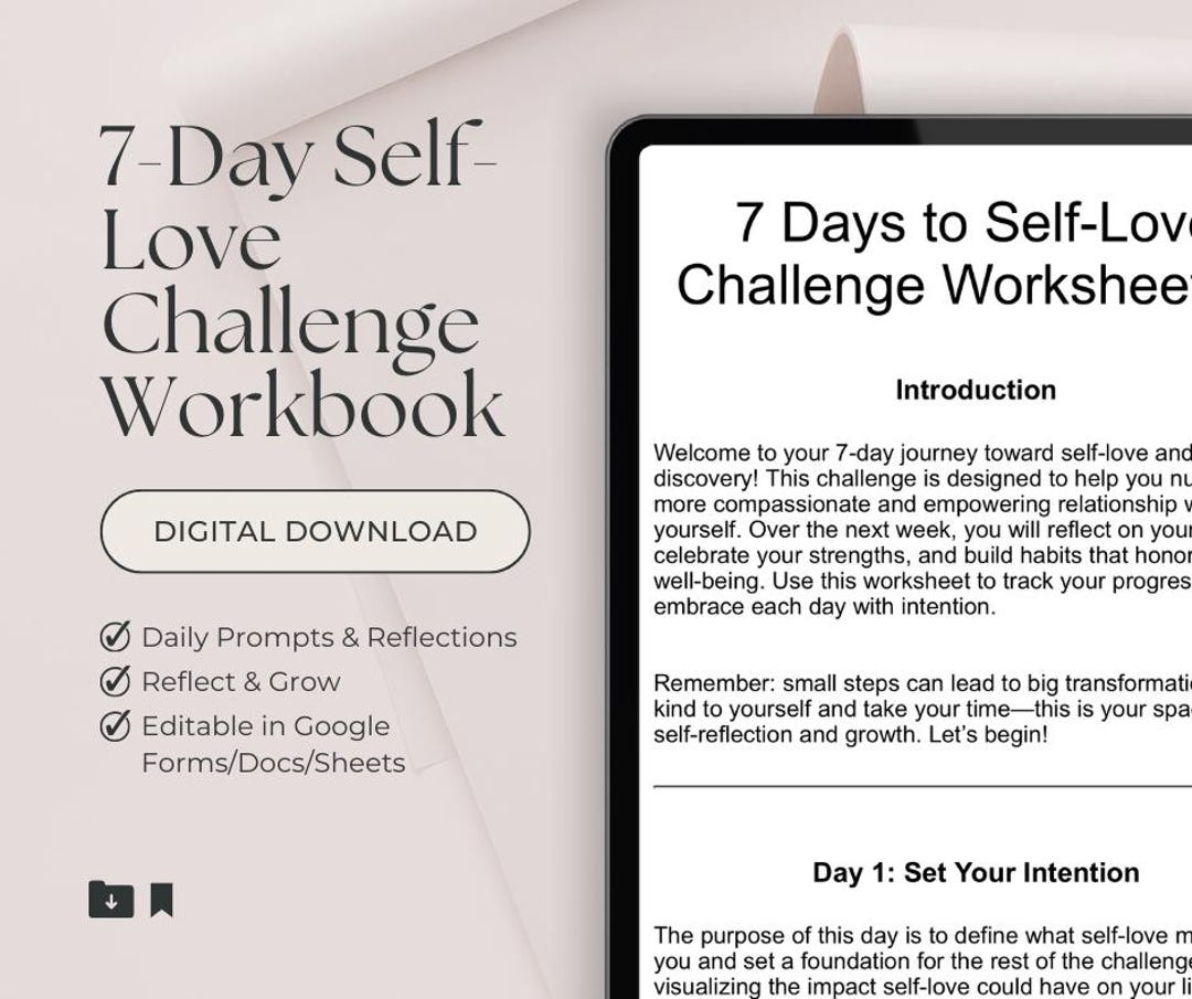 7-day Self-love Challenge Worksheet – Printable Guide for Self ...