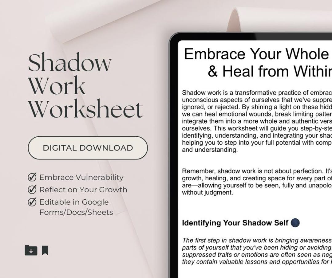 Shadow Work Worksheet – Heal, Integrate, and Embrace Your Whole Self ...