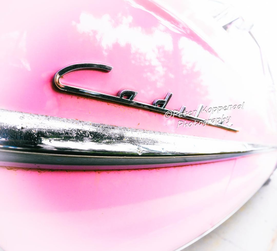Pink Cadillac Logo, Chrome Cadillac Emblem, Classic Car Photograph ...