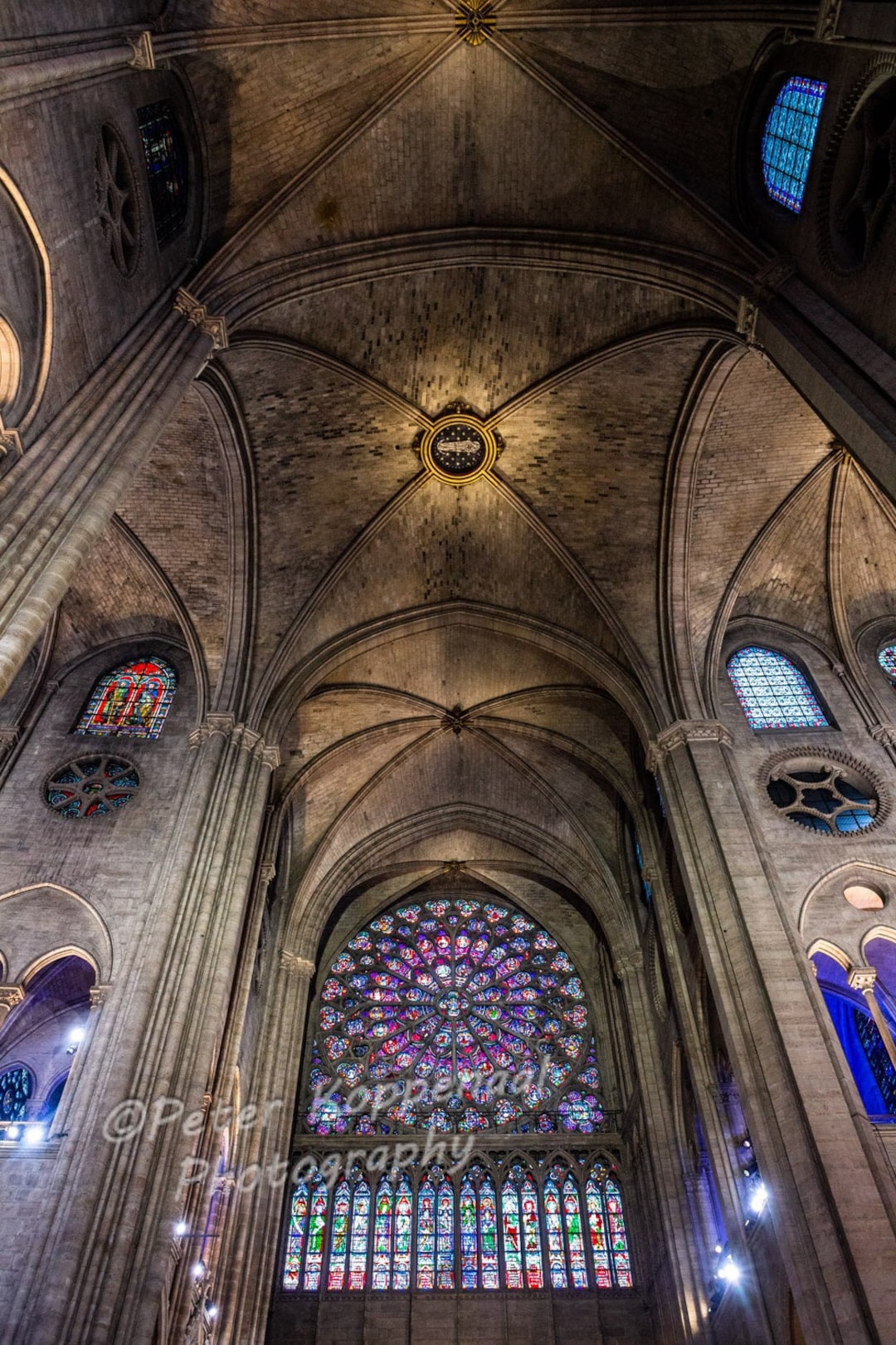 Gothic Cathedral Interior Rose Window