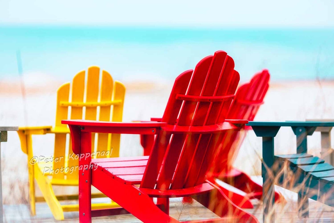 Lake Michigan Beach Chairs Print, Michigan Wall Decor, Beach Wall Art ...