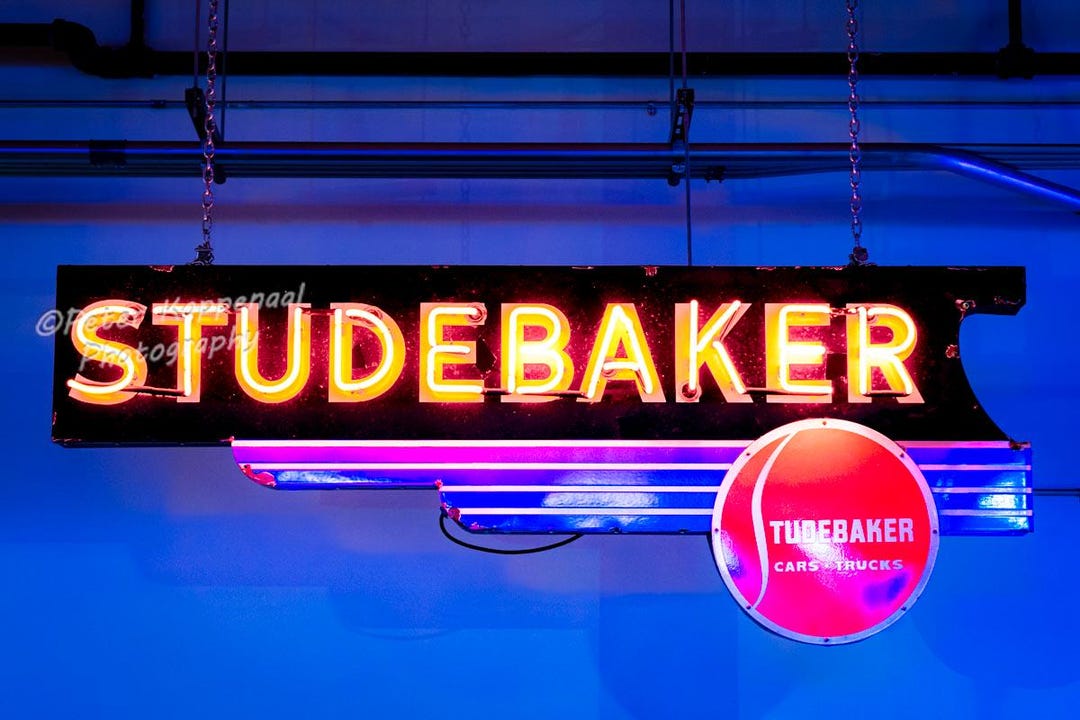 Studebaker Neon Sign Print, Vintage Automotive Photography, Classic Car ...