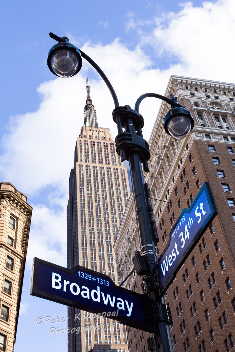 Broadway, 34th Street Sign, New York City Wall Art, NYC Photography ...
