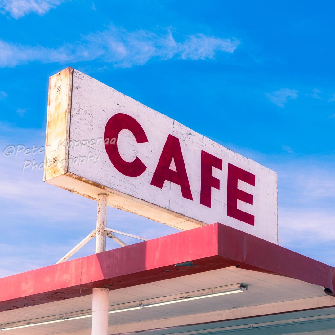 Red Cafe Sign, Roy's Motel Route 66, Retro Roadside Motel Decor ...