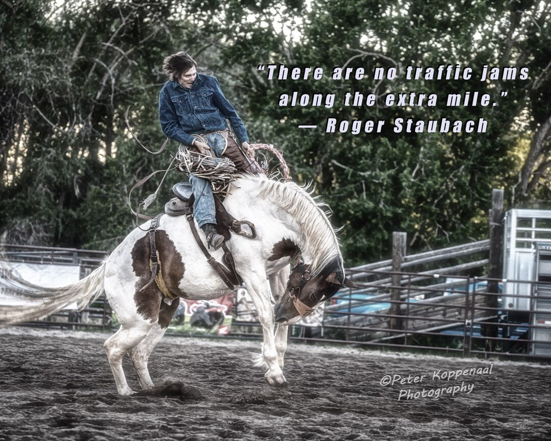 No Traffic Jams Inspirational Bucking Bronco Rider, Palomino Horse Wall ...