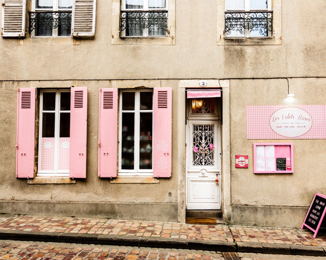 Pink Shutters, Bayeux, French Cafe, Rustic Home Decor, Paris ...