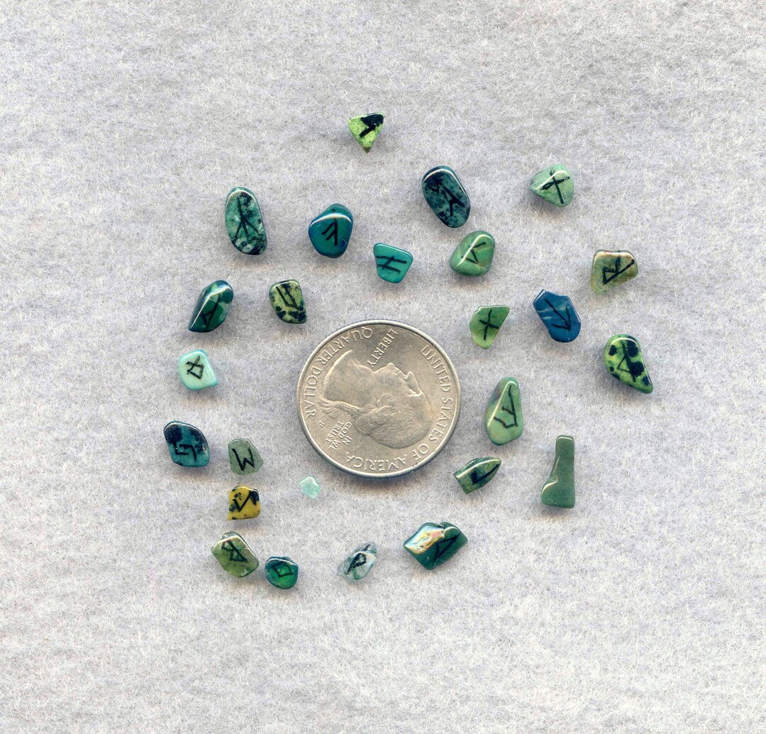 Miniature Gemstone Runes Green Shades 1-12 Scale Handmade Dollhouse ...
