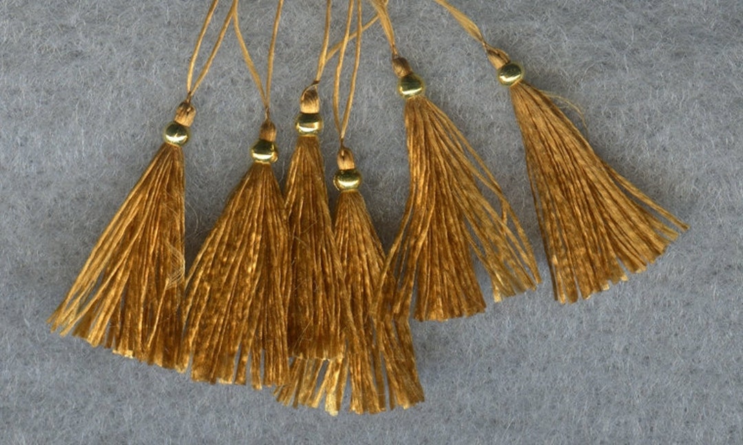 Petite Silk Tassels Antique Gold Handmade Miniature Trim Victorian ...