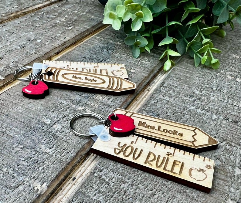 Teachers Thank You Wood Teacher Keychains Teacher's - Etsy