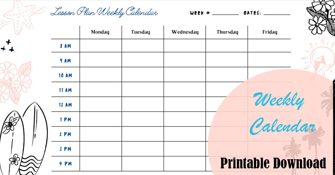 Lesson Weekly Planner-printable Download - Etsy