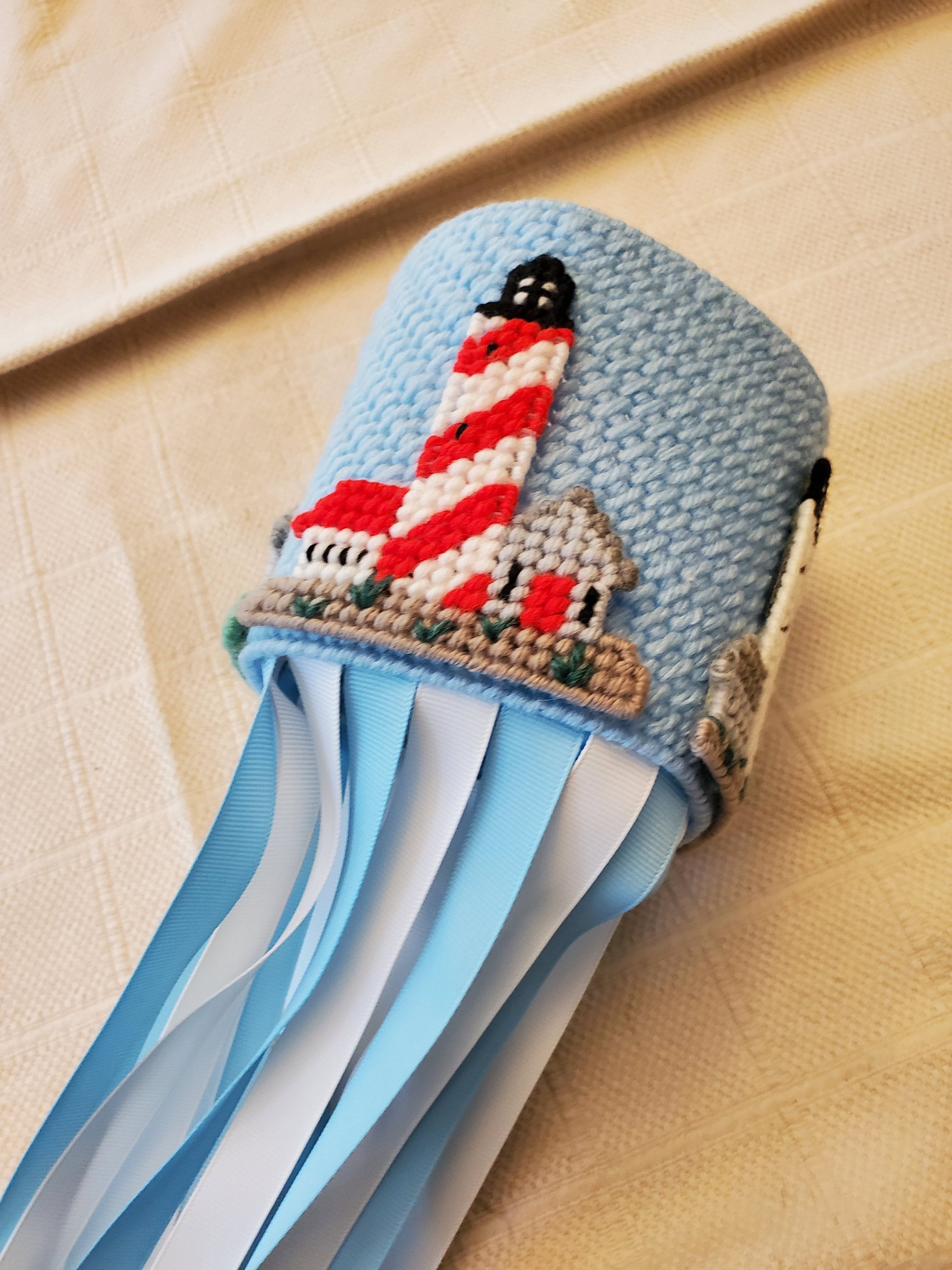VINTAGE PLASTIC CANVAS Lighthouse Windsock - Etsy