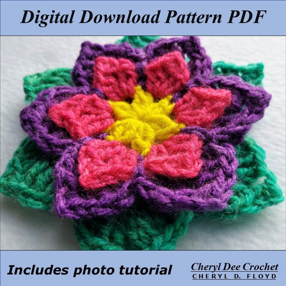 CROCHET PATTERN: Perky Posy 1 Flower Applique 4 in 10 Cm - Etsy