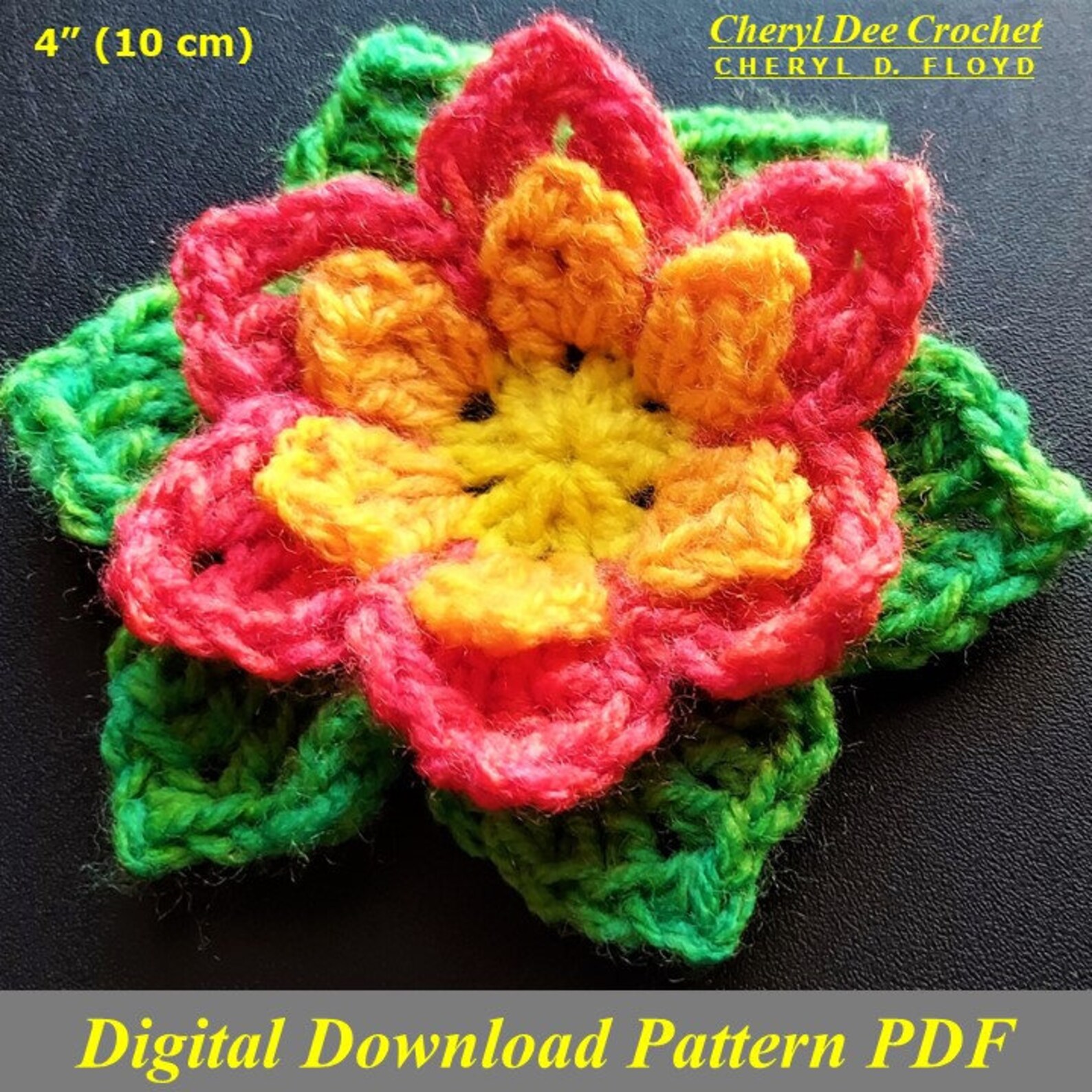 CROCHET PATTERN: Perky Posy 1 Flower Applique 4 in 10 Cm - Etsy