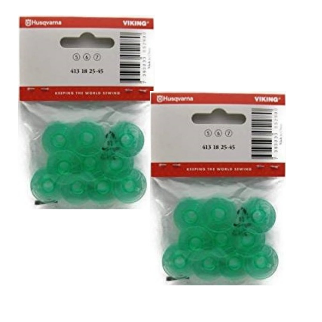 Singer Bobbins Husqvarna Viking Bobbins 10 Count Green (5,6,7 Machine ...