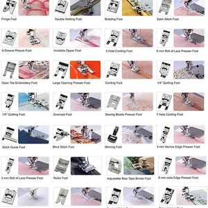 Complete 30 Pcs Presser Feet Set for Low Shank Sewing Machines: Brother, Singer, Janome, and ...