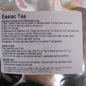 Essiac Tea 4-herb Original Formula 1lb Organic - Etsy
