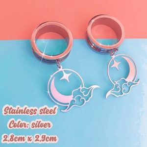 Screw Back Tunnels Silver Stainless Steel Kawaii Elegant Occasion ...