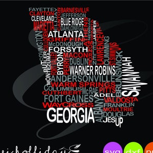 Georgia Cities Word Wall Svg Dxf Eps Png Digital Cutting Design ...